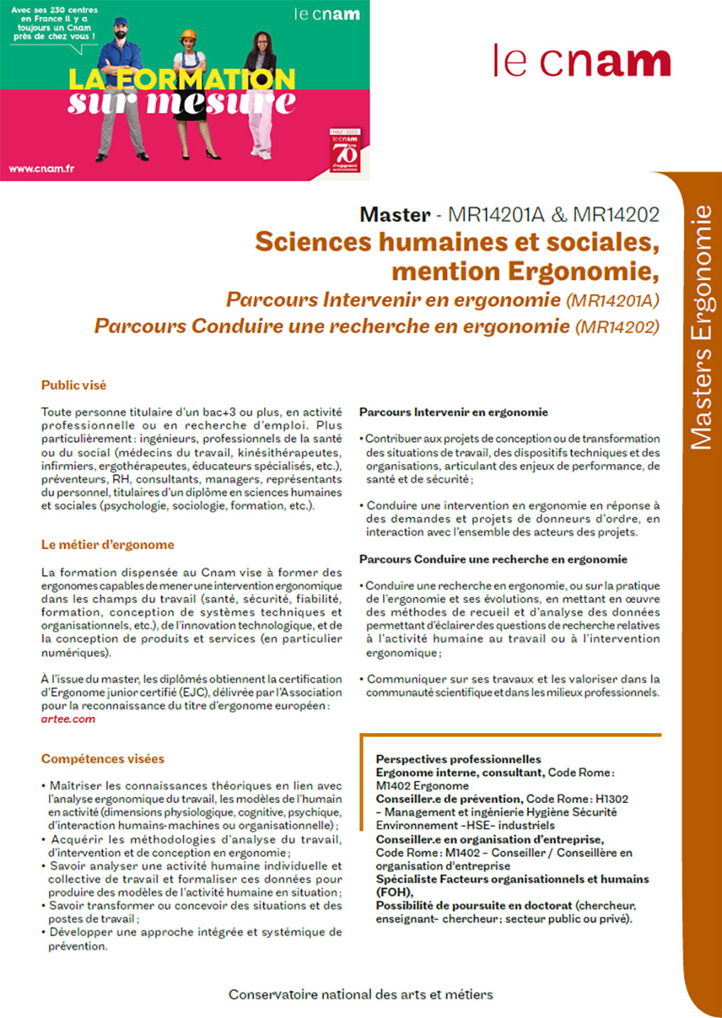 Master Ergonomie | Ergonomie | Cnam